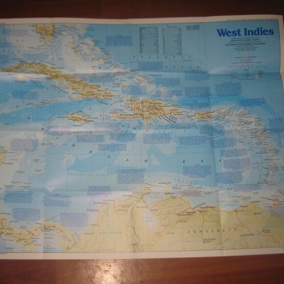 National Geographic | Art | 987 Nat Geo Foldout Map West Indies 25 X 27 ...